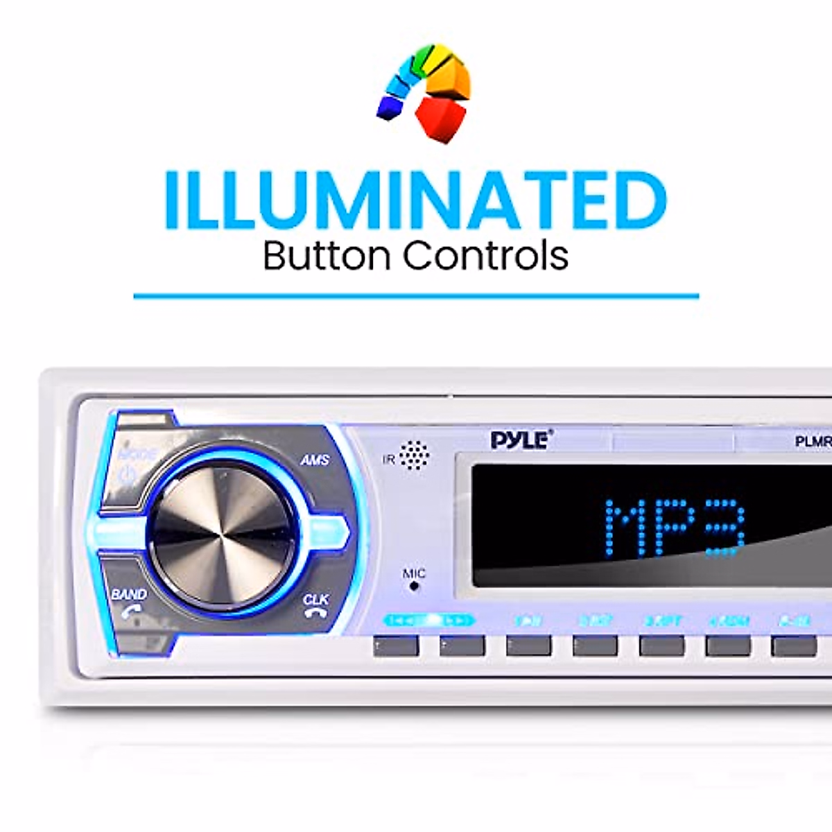 Pyle Waterproof Marine Wakeboard Tower Speakers - 6.5” Dual Subwoofer Speaker Set and 1.0” Tweeters & Marine Bluetooth Stereo Radio - 12v Single DIN Style Boat in Dash Radio Receiver System