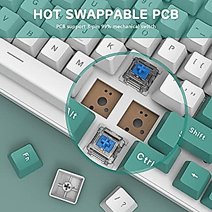 ATTACK SHARK K6 Bluetooth Keyboard 5.0/2.4G/USB-C-96% 100 Keys Wireless Gaming Keyboard 4000mAh Battery Hot Swappable Mechanical Keyboard RGB Wire-Cloud Wrist Rest for Computer Win/Mac(Clicky Blue)