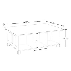RiverRidge Kids 6 Cubby Storage 2pc Activity Table, White with Gray Bins