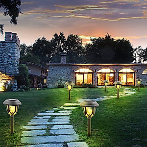 Solar Lights Outdoor Garden, Warm White LED Solar Pathway Lights, Waterproof Solar Powered Garden Yard Lights Solar Landscape Lights for Lawn, Patio, Garden, Walkway(6 Pack)
