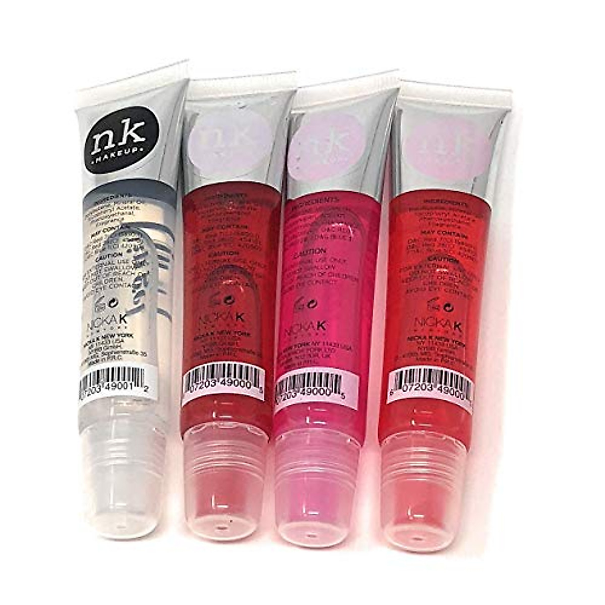 4 Pack Nicka K Lip Gel (CLEAR, STRAWBERRY, CHERRY, BUBBLE GUM)