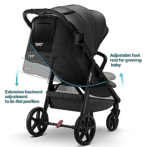 Mompush Nova Baby Stroller, Spacious Seat & Lie-Flat Mode, Toddler Stroller with Large UPF 50+ Canopy, Compact Folding with One Hand, Infant Stroller for Birth to 50 LB