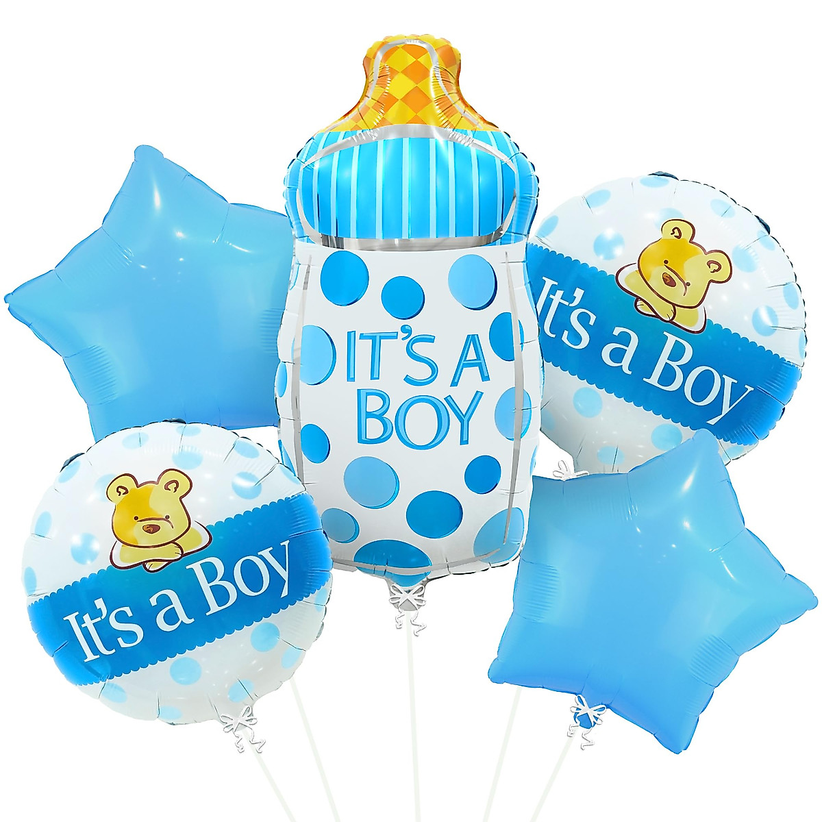 KatchOn, Its A Boy Balloons Set - Pack of 5 | Baby Boy Balloons | Baby Shower Balloons for Boy | Blue Baby Bottle Balloon, Welcome Baby Boy Decorations | It's A Boy Balloons, Baby Boy Foil Balloon