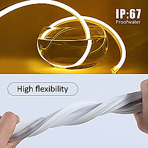YXHL DC12V Warm White Silicone LED Neon Rope Light, Waterproof for Indoor & Outdoor Decoration DIY Signboard, 16.4FT/5Meters