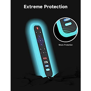 Remote Case for Roku Smart TV RC280 RC282 URC280J XRC280J Remote Control Universal Replacement Lightweight Silicone Case Cover Sleeve Skin with Lanyard for Roku TV Remote(Glow in Dark-Blue)