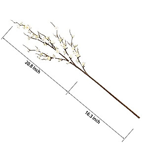 Ammyoo 4 PCS Artificial Plum Blossom Party Decorations Fake Cherry Flowers Faux Long Stems Wintersweets Silk Flowers Arrangement for Wedding Home Office Bedroom Decor(White)