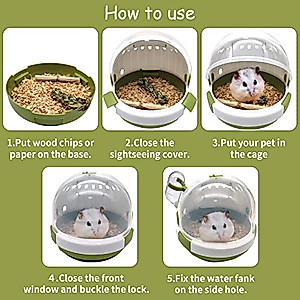 BNOSDM Hamster Carrier Cage Portable Mice Travel Case Plastic Small Animal Carrier Rat Carry Cage with Water Bottle for Dwarf Hamster Mouse Pet Outgoing & Traveling (Moss Green)