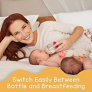 mimijumi Replacement Baby Bottle Nipples - Anti Colic Baby Bottles for Breastfeeding Babies - Medical-Grade Silicone Bottle Nipples - Newborns 0-6 Months and 6-18 Months (Lighter, Slow Flow FR1)