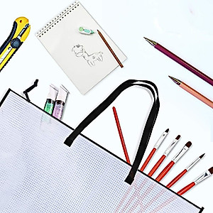 Opret 19x25 inch Art Portfolio Bags, Artwork Storage Case with Handle and Zipper Vinly Mesh Folder Organizers for Bulletin Boards, Scrapbooks, Keepsake and Poster Storage