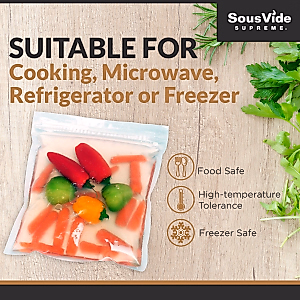 SousVide Supreme Zip Cooking Pouches, 8 x 12 inches, 1 Quart, 25 Pouches per Box