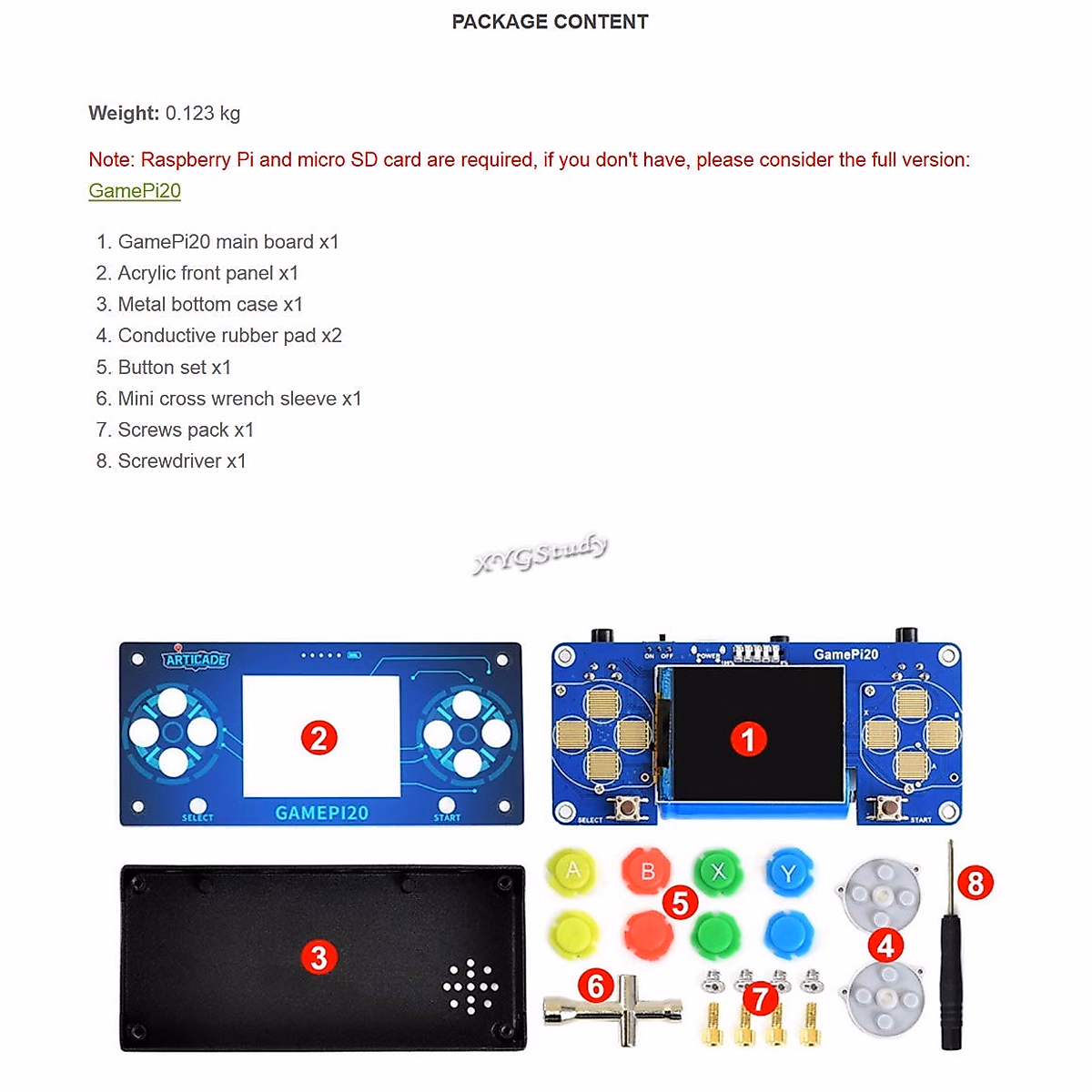 GamePi20 Accessories Add-ons Handheld Game Console Kit Raspberry Pi Classic Portable Retro Video Gaming Console 2.0 inch 320x240 IPS Screen Display Monitor for Pi Zero / Zero W / Zero WH @XYGStudy