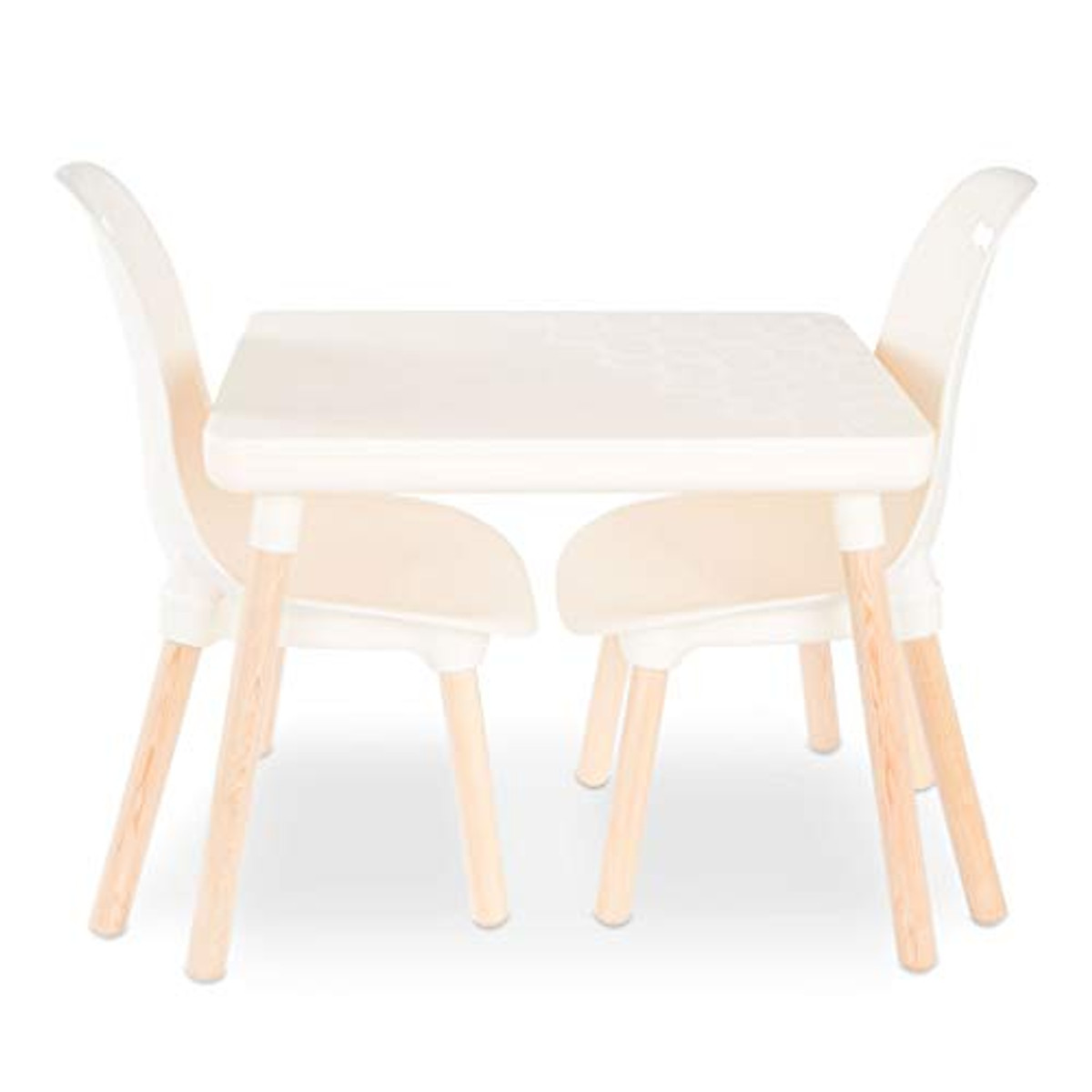 B. BX1865C1Z Spaces Set – 1 Craft Table & 2 Chairs – Natural Wooden Legs – Furniture for Kids – Ivory – 3 Years