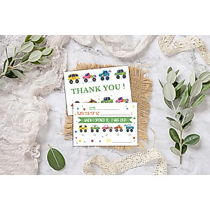 QOFO Car Truck Fill in the Blank Thank You Cards,Thank You Notes,Gender Neutral Thank You Cards,For Boys Girls Birthday Party,Event,or Holiday Use,Thank You Notes with Envelopes Set of 25-GXK09