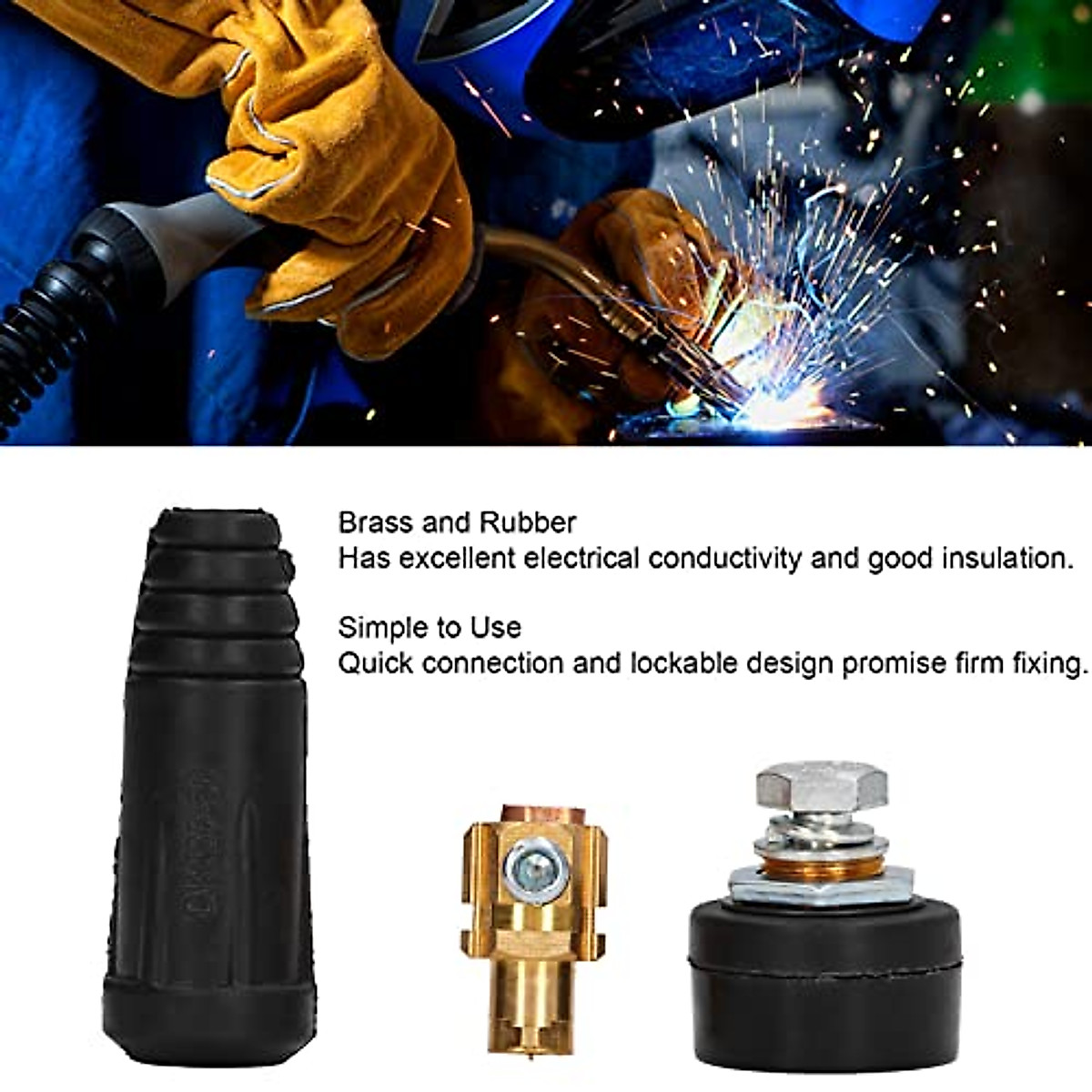 Welding Cable Connector, 5 Sets Wide Use European Style Firm Fixing Welder Cables Plug Socket for Machine