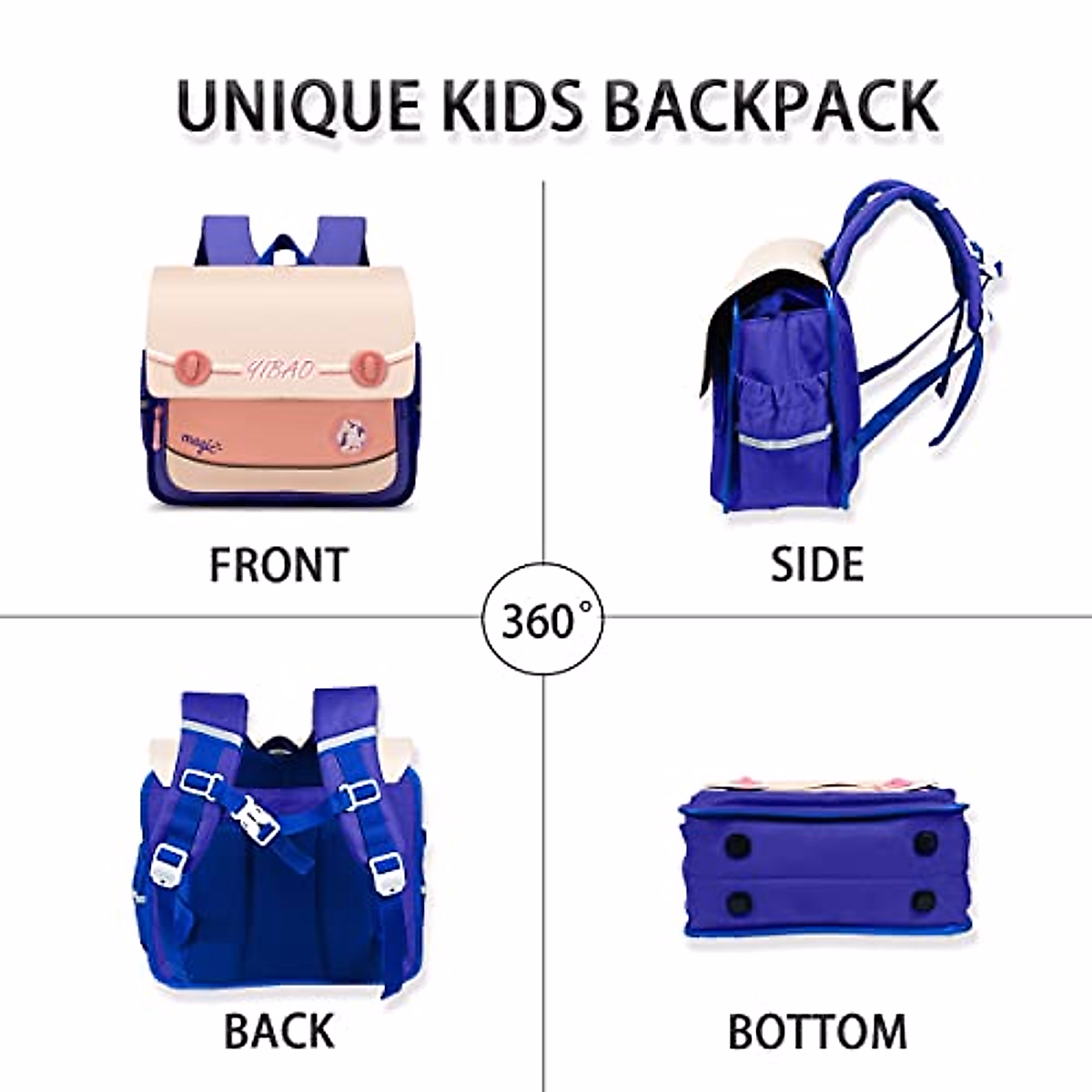 KEBI Japanese Backpackcute Backpacks for Girls，Kids Backpack for Girls School Backpack for 7 to 12 years Schoolbag(Apricot Pink Cute Horse)