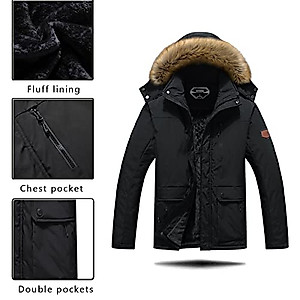 MOERDENG Men's Winter Snow Coat Warm Ski Jacket Waterproof Hooded Work Outerwear