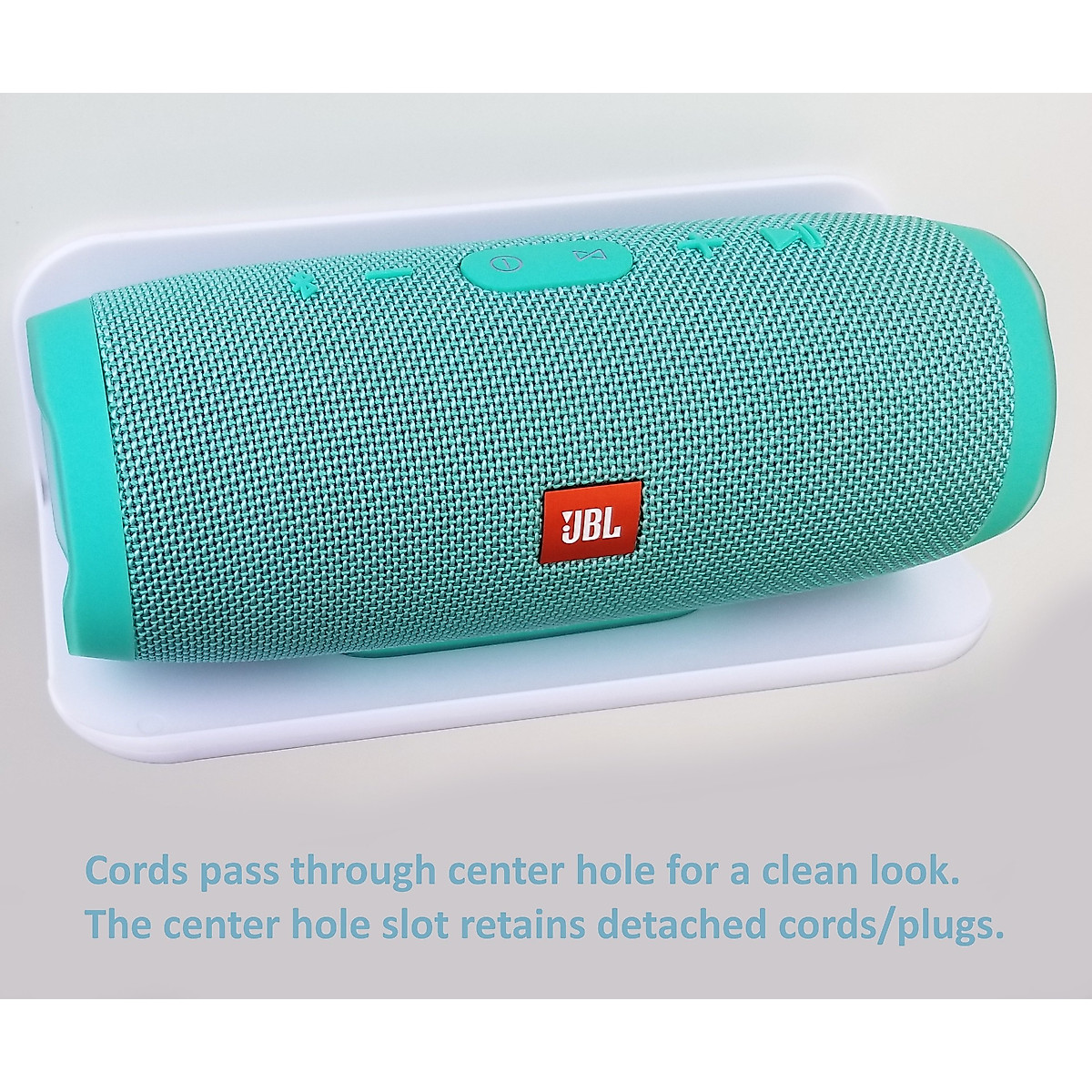 eLhook Made in USA White Stick-On Removable Floating Wall Shelf Textured ABS Molded Plastic with Lipped Edges and Cord Managment | Designed for Stick-On Adhesives or Screws