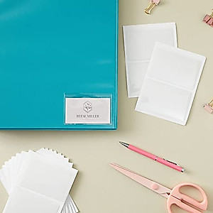 100-Pack Clear Business Card Pockets Holders 3.75x2 in, Self-Adhesive Top Load Plastic Protector and Sleeves Labels, Bulk Set for Storage, Organization, Labeling