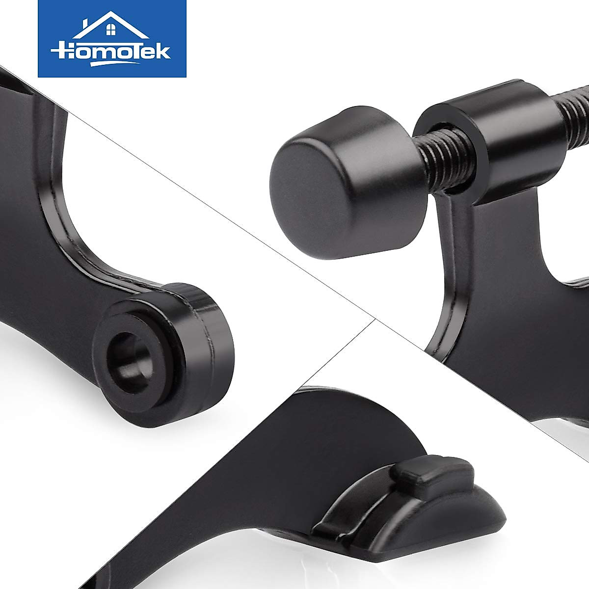 HOMOTEK 6 Pack Hinge Pin Black Door Stopper,Adjustable Deluxe Heavy Duty Door Stopper 2-1/2"x1-3/4”,with Black Rubber Bumper Tips