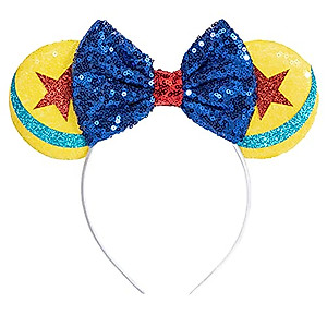 CHuangQi Mouse Ears Headbands with Shiny Bow, Double-sided Sequins Glitter Hair Band, for Birthday Party, Celebration or Event (XC22)