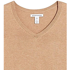 Amazon Essentials Women's Classic-Fit Lightweight Long-Sleeve V-Neck Sweater (Available in Plus Size), Camel Heather, Medium