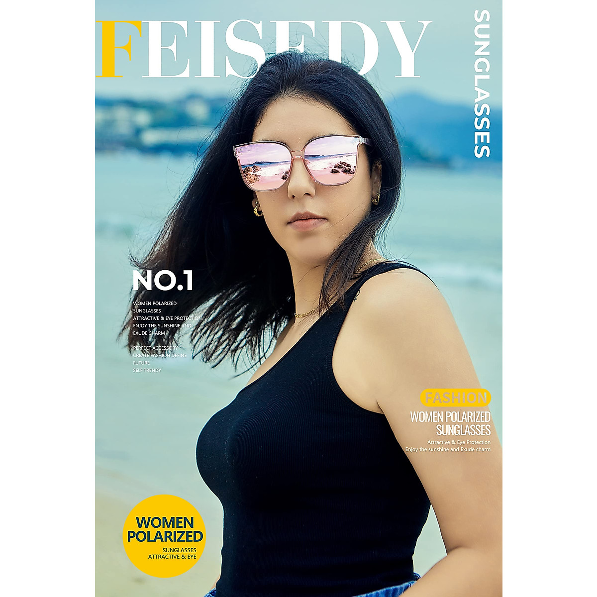 FEISEDY Retro Square Polarized Sunglasses Women Men Oversized Vintage Shades B2600