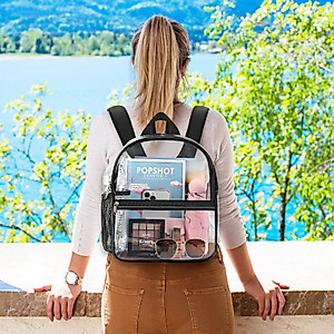 Mossio Clear PVC Mini Backpack Stadium Approved, Backpack with Adjustable Strap for Concert, Beach, Work, Travel & Sporting Black