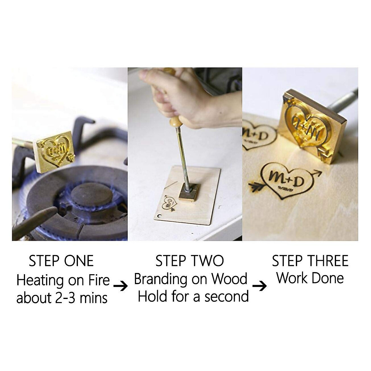 Custom Logo Wood Branding Iron, Leather Iron Stamp,Wood Iron/Wedding Gift,Handcrafted by Design (1"x1")