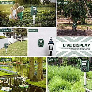 PGFIT Ultrasonic Pest Repellent,Solar Animal Repeller,Outdoor Cat Repellent,Bird Repellent,Deer Repellent.Dog,Raccoon,Squirrel Repellent,Motion Activated LED Flashing Light Alarm Sound Animal Repeller