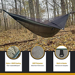 Ultralight Hammock Underquilt for Camping Backpacking, AYAMAYA 3 Season Under Quilt UQ for Single Person Hammock Warm Under Blanket Sleeping Bag Bottom Insulation - Hammock Camping Essential Gears