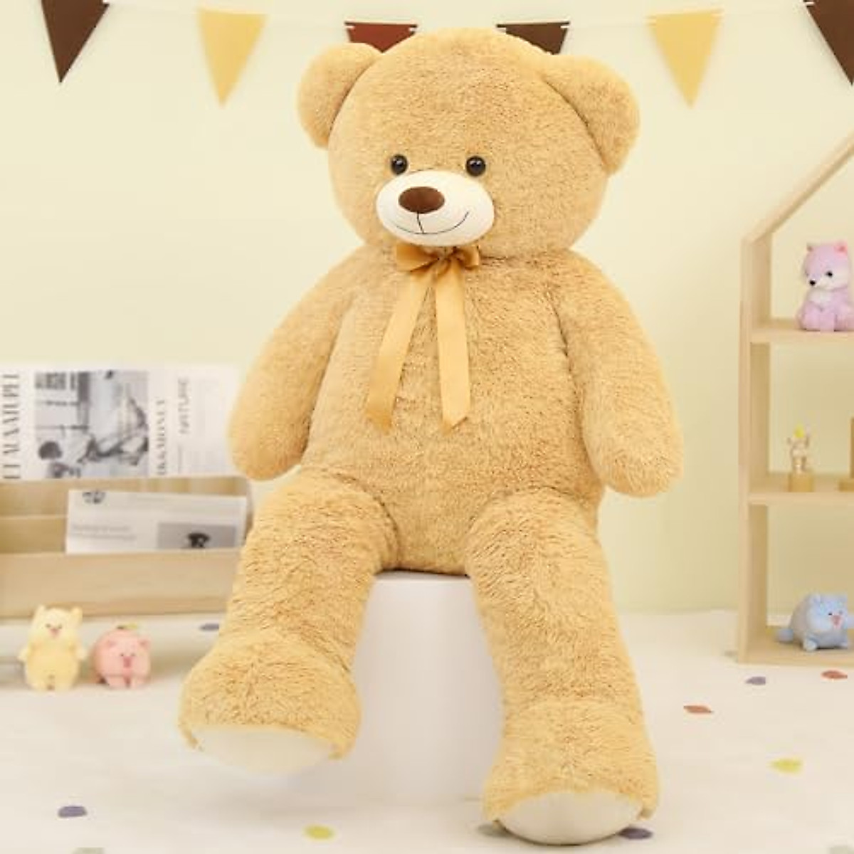 MorisMos 52'' Giant Teddy Bear Stuffed Animals, Cuddly Soft Big Teddy Bears Plush, Large Stuffed Bears for Kids, Baby Shower, Christmas, (Light Brown)