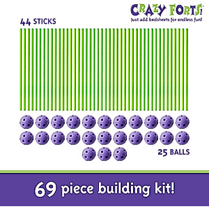 Crazy Forts! 69 Piece Buildable Indoor/Outdoor Play Fort Playset, DIY, Build Your Own, STEAM toy , Purple