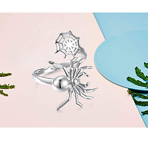 Alphm S925 Sterling Silver Spider Ring for Women Witch Rings Jewelry Gift