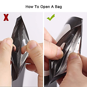 Bezall 100Pcs Mini Resealable Mylar Bags with Window, Smell Proof Zip Lock Food Storage Bags Foil Pouch for Packaging Small Business Candy Sample Jewelry (Black, 3x4.7 Inches)