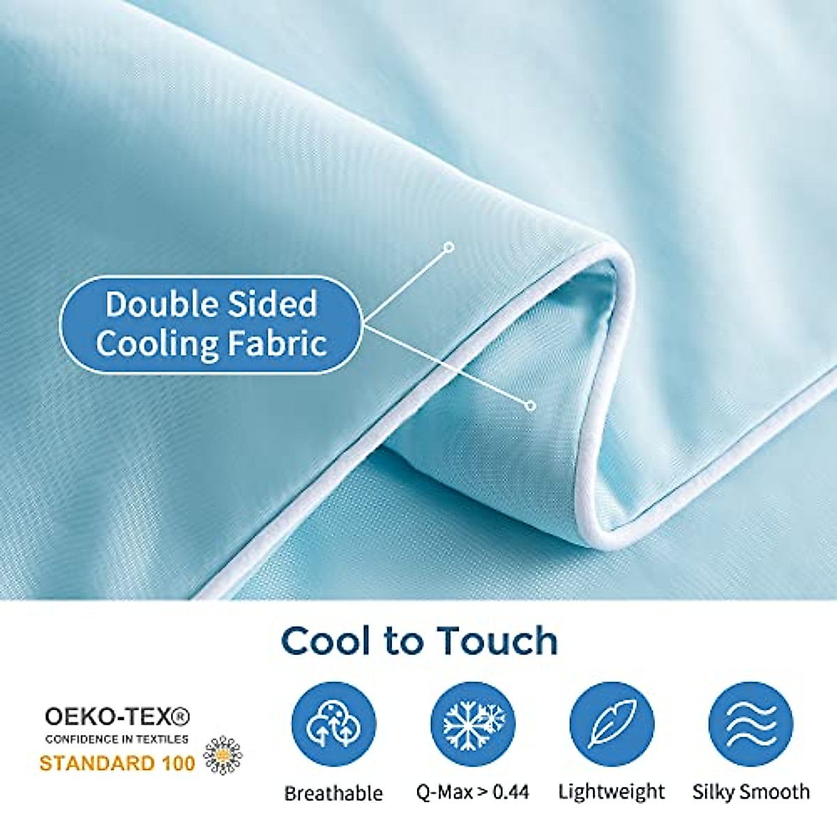 Kaisa Cooling Blanket for Hot Sleepers, Cooling Throw Twin Size, Double Side Cooling Technology, Light Weight Summer Blanket for Kids Adults, Cool Blanket for Bed Couch, Machine Washable, Blue