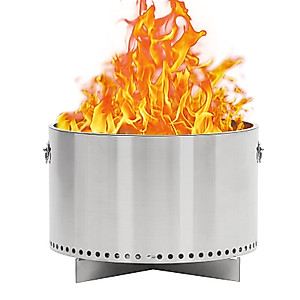 20.5" Smokeless Fire Pit with Air Switch and Handle, Wood Burning Portable Stainless Steel Outdoor Firepit with Removable Stand and Ash Pan, Ideal for Camping Backyard Patio, H: 11.5 in, 18.8 lbs