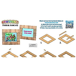 Perfect Stix DIY Tropical Picture Frame Kit Complete with Instructions - Made in USA from Recycled Materials - Krafty Kitz Build Your Own Wooden Craft Stick Kits, Natural Wood Dowel, 1 Frame Kit