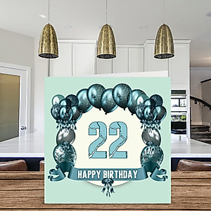 Fun 22nd Birthday Cards for Men - Birthday Balloons - Happy Birthday Card for Son Nephew Niece Sister Uncle Brother Granddaughter Daughter Grandson, 5.7 x 5.7 Inch Greeting Cards, 22nd Birthday Card