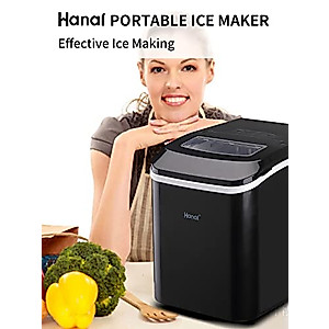 Ice Makers Countertop, 26lbs in 24 Hours, 9 Ice Cubes Ready in 7 Mins, Self-Cleaning Electric Ice Making Machine with Ice Scoop and Basket, L&S Bullet Sizes for Home Party Office Bar Camping