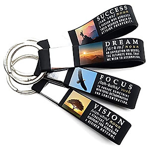 Inkstone 4-Pack of Inspirational Quote Keychains - Perfect for Teacher Appreciation Gifts or Bulk Keychain Purchases