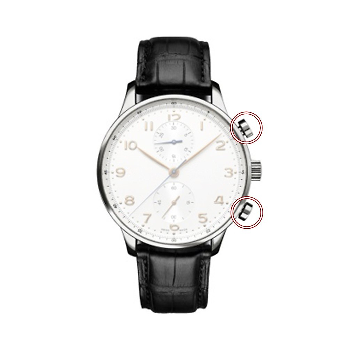 Steel Watch Push Button for IWC Portugieser Chronograph Watch IW3714 Pusher(Silver)