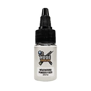 Huge Miniatures Weathering Powder Fixer, Powdered Pigment Sealer for Model Terrain Scenery and Vehicles Huge Minis - 17ml Dropper Bottle
