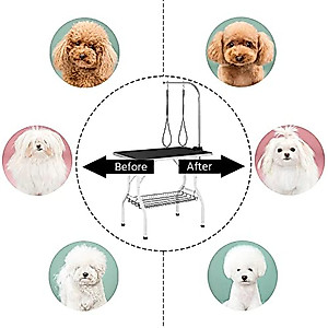Yaheetech 36'' Dog Grooming Table, Pet Foldable Grooming Table w/Double Loops/Mesh Tray/ Adjustable Arm, Black