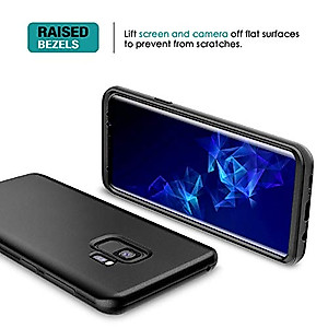 SURITCH Case for Samsung Galaxy S9,【Built in Screen Protector】【Support Wireless Charging】 Rugged Back Cover Hybrid Bumper 360 Protective Case Matte Shockproof for S9 Case 5.8"(Black)