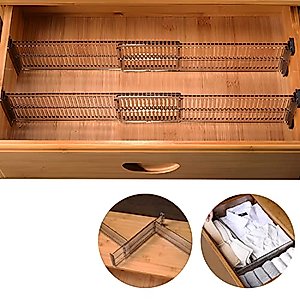 Plastic Drawer Dividers 2 Pack Adjustable Clear Drawer Separators for Storage, Organization, Utensils, Kitchen, Dresser, Desk, Bathroom Drawers, Separators for Pantry