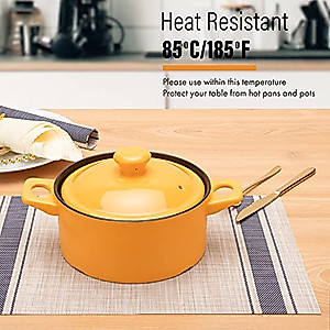 Winknowl Placemats, Set of 8 Heat Resistant Stain Resistant Non-Slip Woven Vinyl Insulation Placemats, Washable Durable Elegant Table Mats for Dining (Beige Blue)