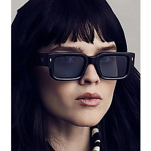 EYLRIM Square Frame Sunglasses for Women Men Trendy Chunky Rectangle Sun Glasses Black Shades UV400 Protection(A1 Black/Grey)