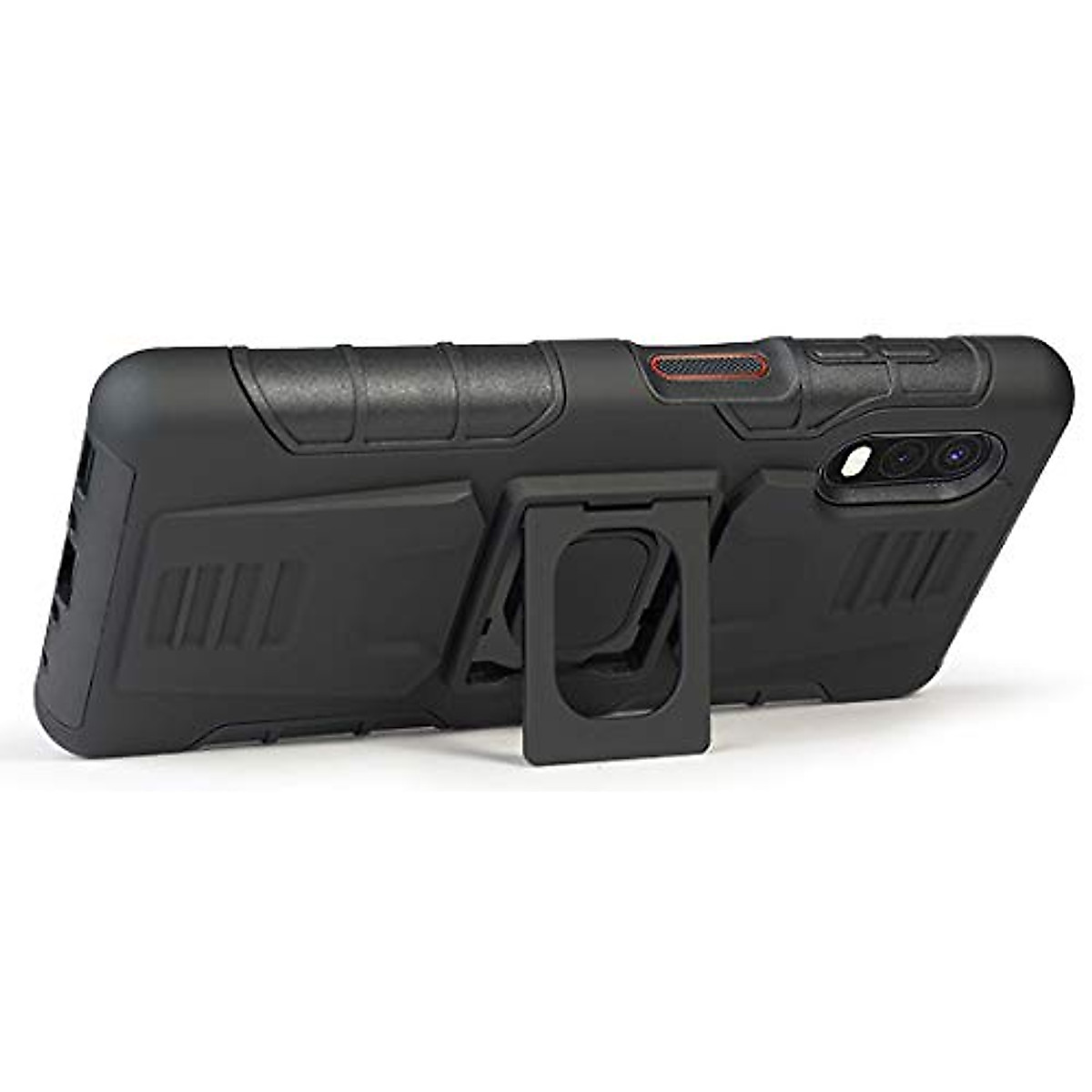 Case and Clip for Galaxy XCover Pro, Nakedcellphone [Black] Rugged Ring Grip Cover with Stand [Built-in Mounting Plate] and [Belt Hip Holster] for Samsung Galaxy XCover Pro Phone (SM-G715)