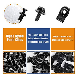 Ajxn 35 PCS Under Engine Cover Splash Guard Bolts, Car Bumper Fender Lining Rivets Nylon Push Clips, Push Metal U-Clip Retainers, Product Compatible with Cars, Trucks, Vans, SUVs, Trailers (Black)