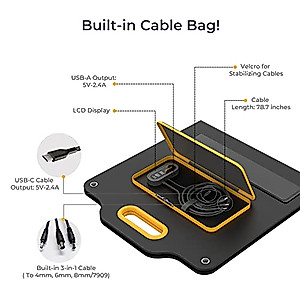 Powerness 120 Watt Portable Solar Panel with Patented LCD Digital Window, Solar Charger for Camping, Outdoor and RV, Compatible with Jackery, BLUETTI, Anker, Goal Zero Portable Power Stations